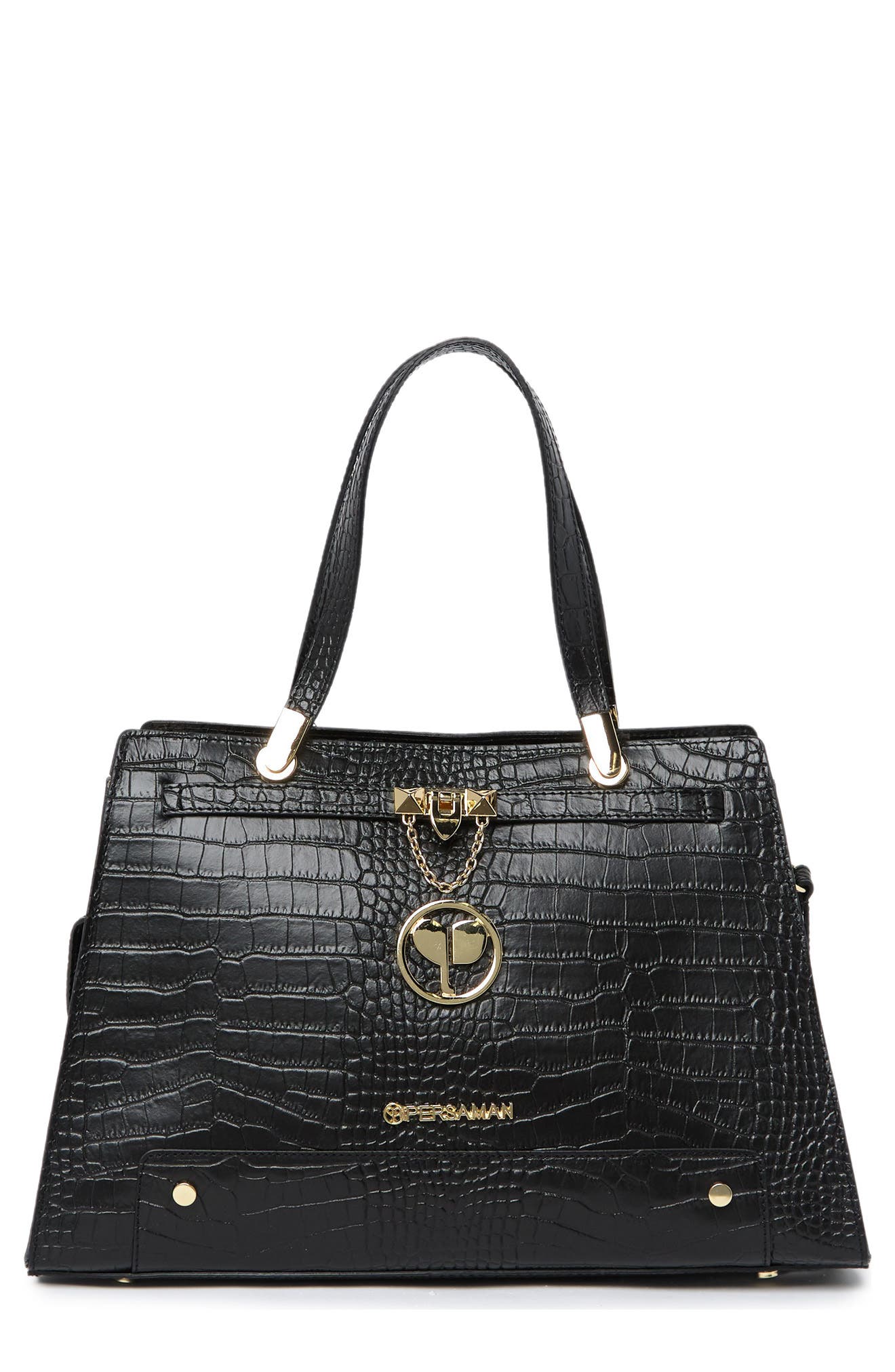 Persaman New York Esther Croc Embossed Leather Satchel | Nordstromrack