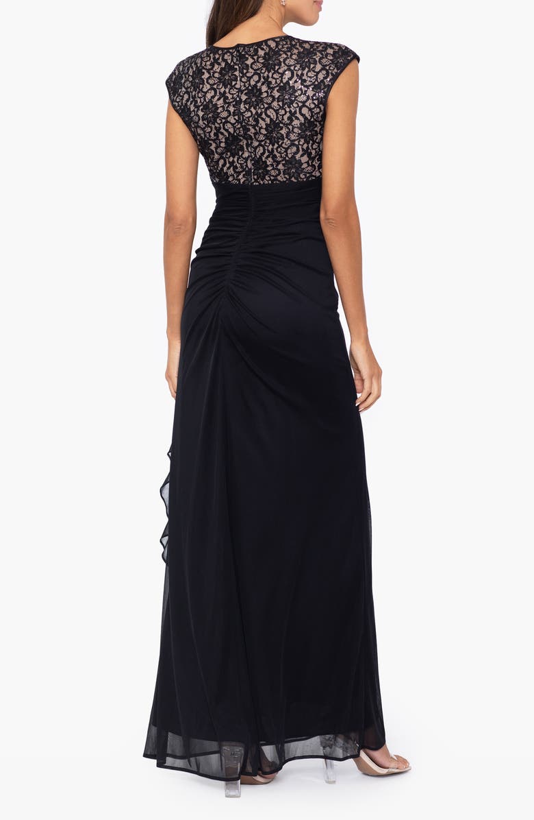 Betsy & Adam Lace Bodice Side Ruffle Gown | Nordstrom