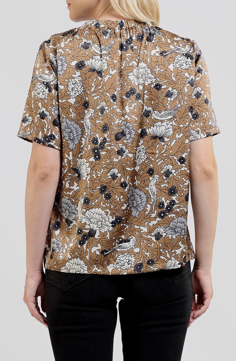 MELLODAY Floral Shirred Crewneck Short Sleeve Top | Nordstromrack