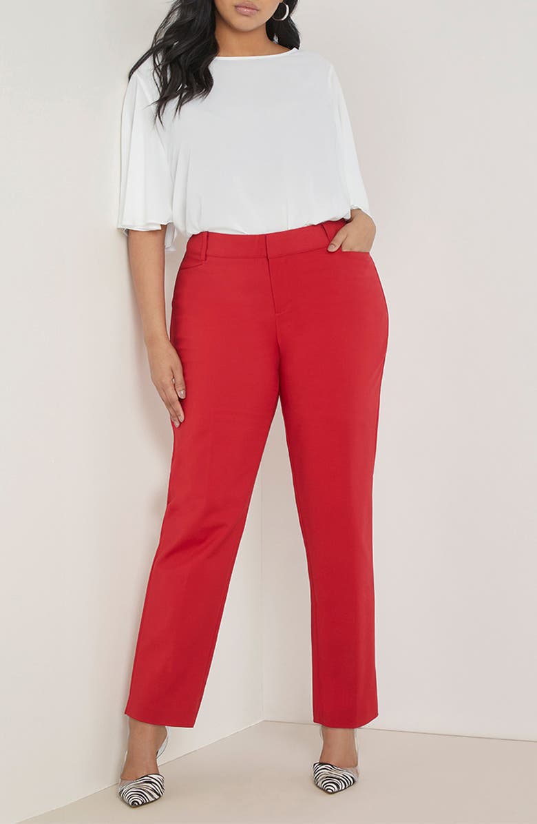ELOQUII Kady Stretch Cotton Straight Leg Pants | Nordstromrack
