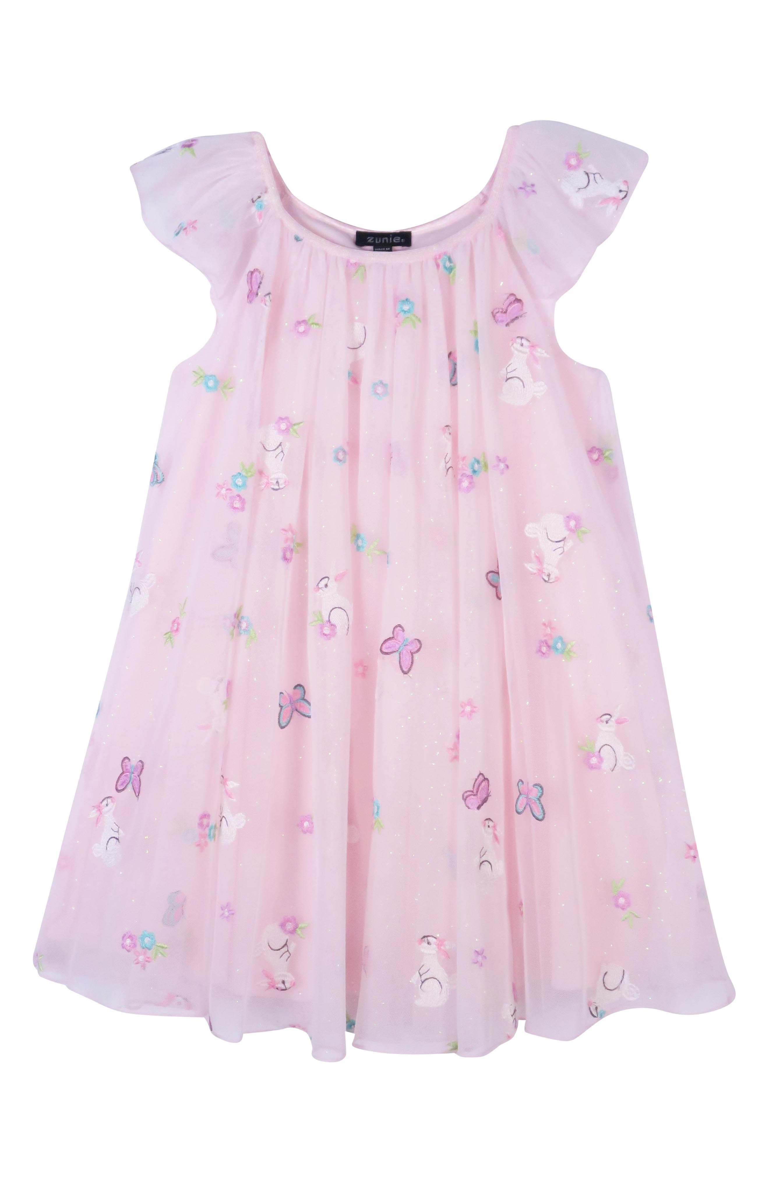 Zunie Kids' Bunny Embroidered Tulle Party Dress | Nordstromrack