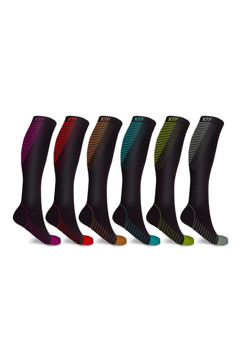 Assorted 6-Pack Everyday Wear Support Compression Knee Socks (Men ...