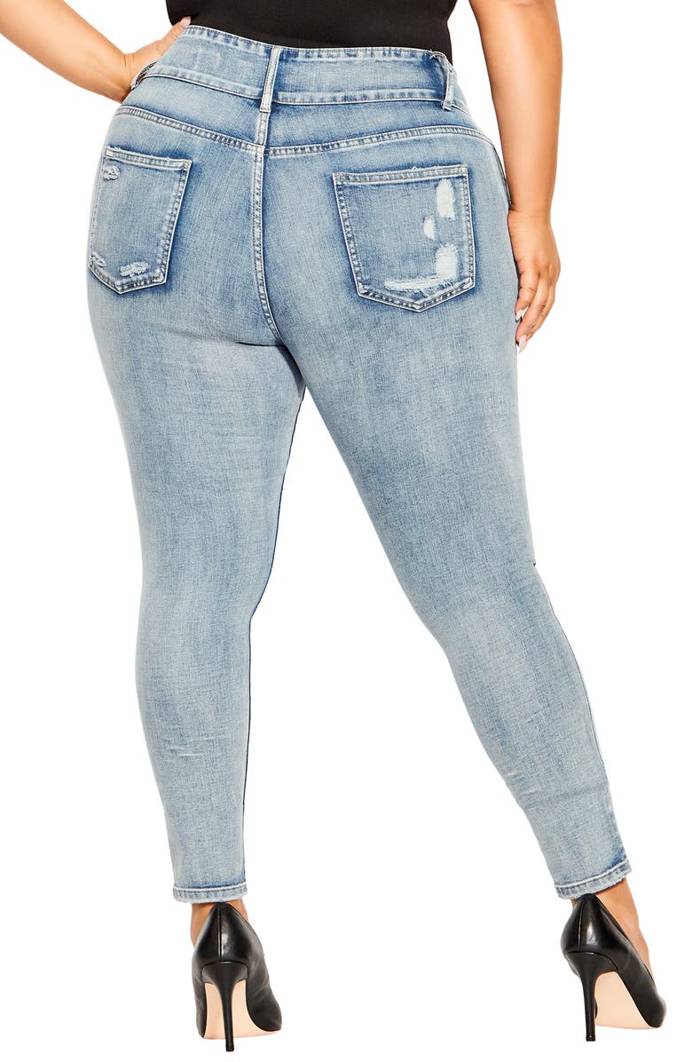 City Chic Asha Elena Distressed Cotton Blend Jeans | Nordstrom