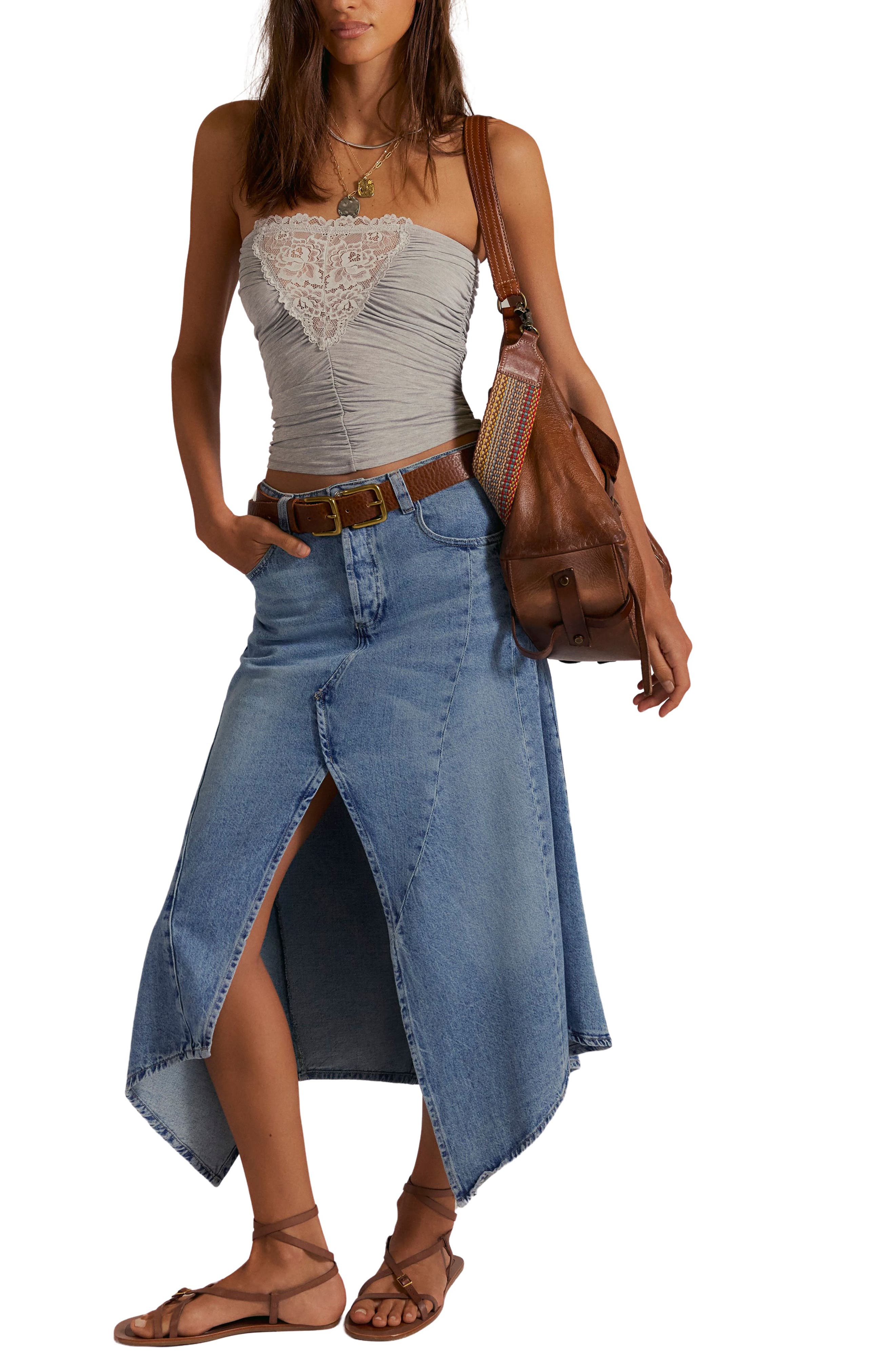 Free People Aquarius Handkerchief Denim Skirt | Nordstrom