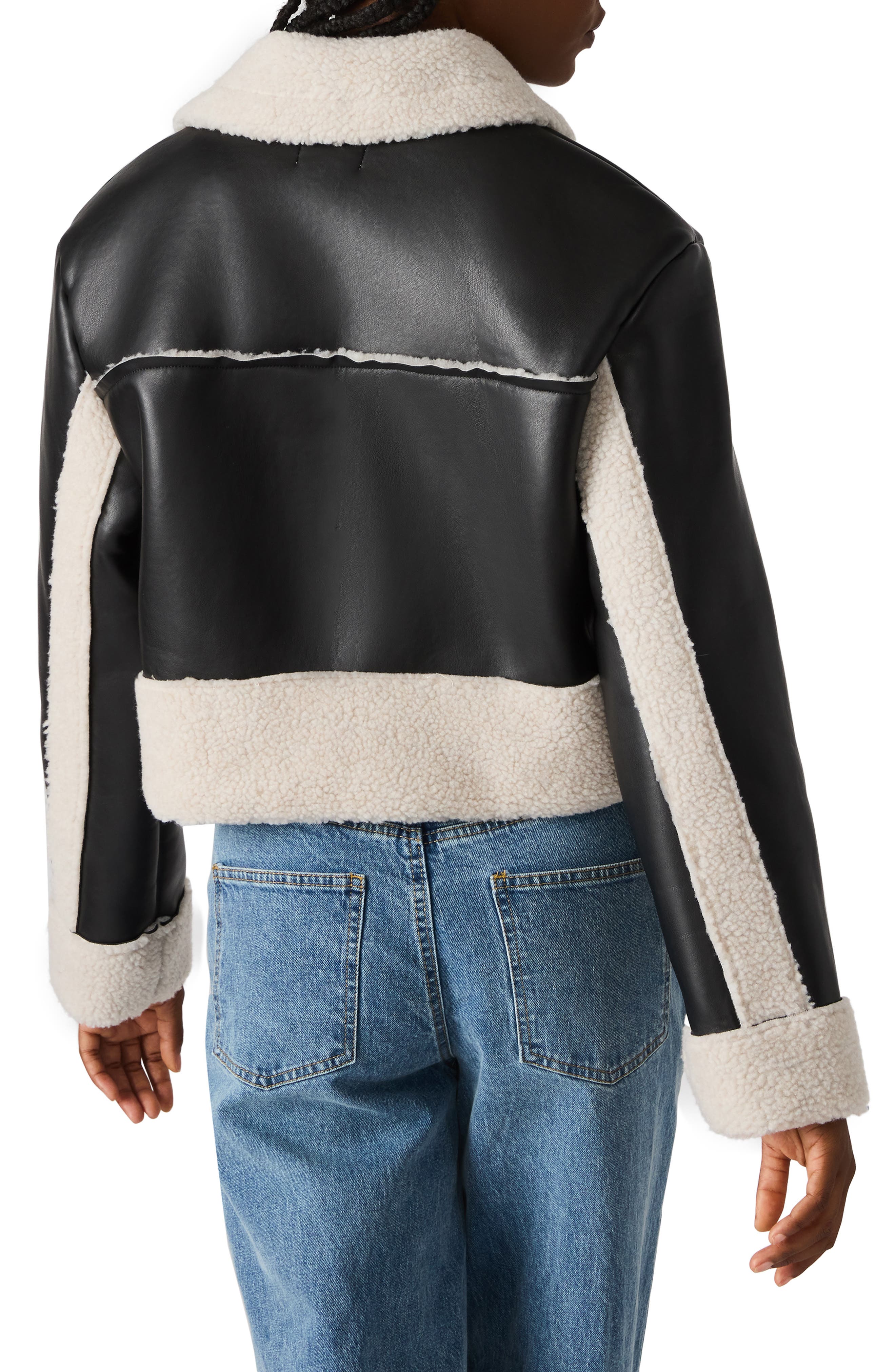 Steve Madden Athen Faux Shearling Trim Moto Jacket | Nordstromrack