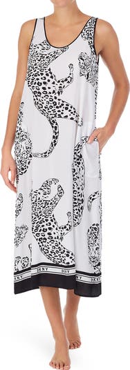 DKNY Leopard Print Sleeveless Long Chemise | Nordstromrack