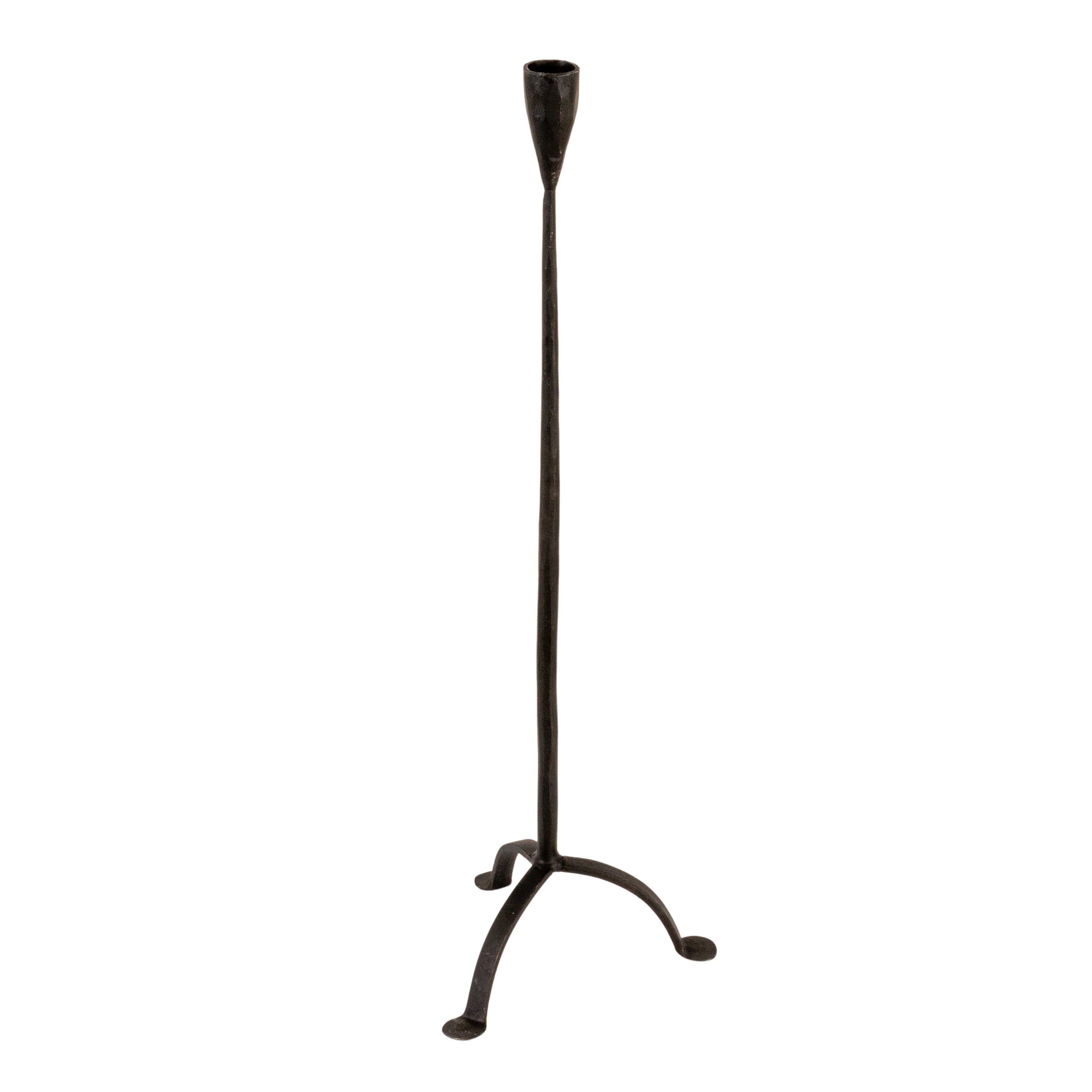 Storied Home 20"H Hand-Forged Cast Metal Footed Taper Holder, Black ...