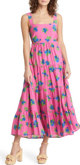 MOON RIVER Floral Tiered Midi Sundress | Nordstrom