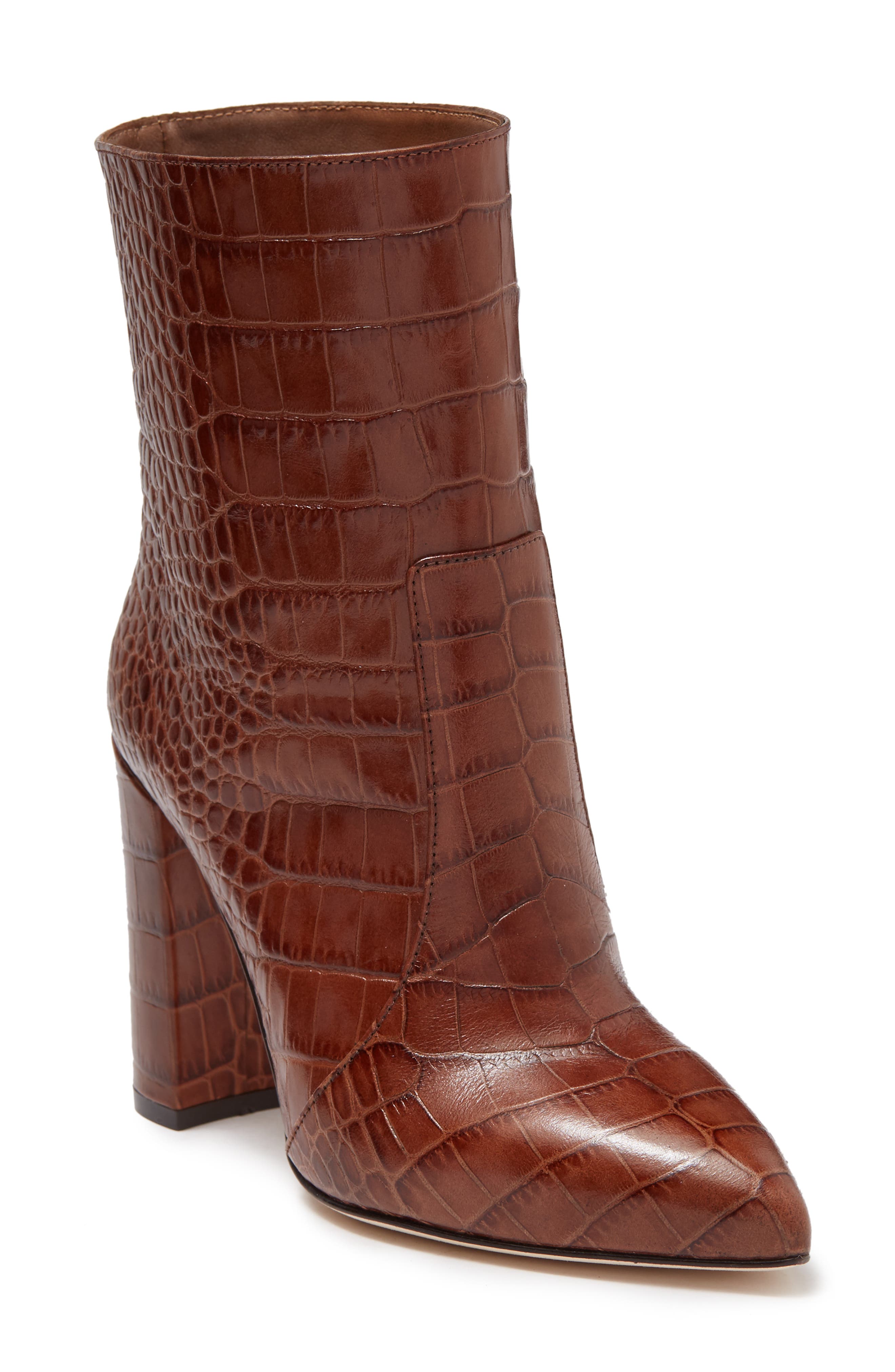 Paris Texas Croc Embossed Leather Block Heel Ankle Boot | Nordstromrack