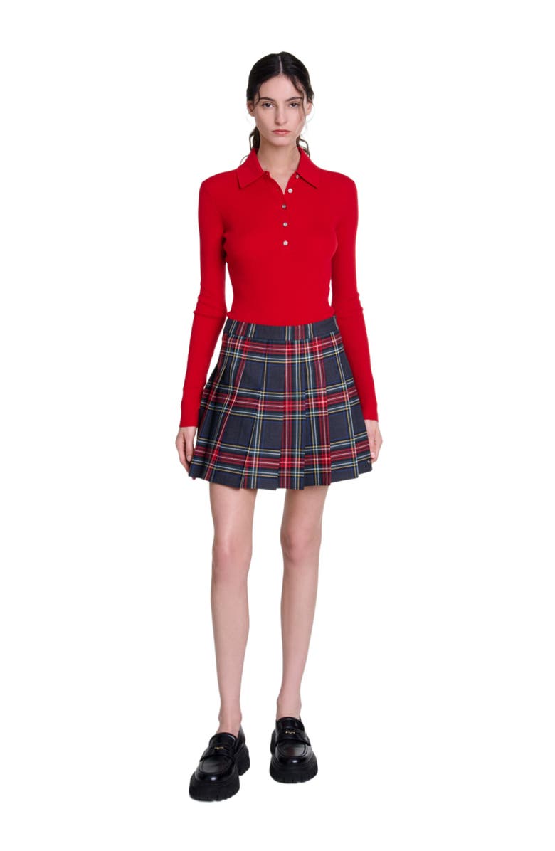 maje Short tartan print skirt | Nordstrom