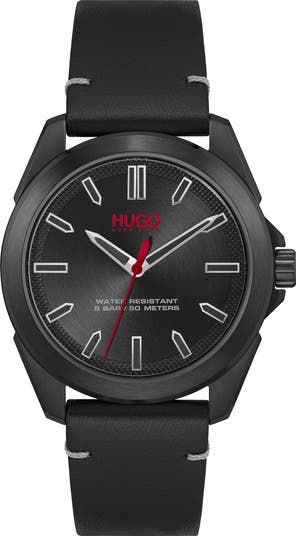 HUGO #Adventure Leather Strap Watch, 42mm | Nordstromrack