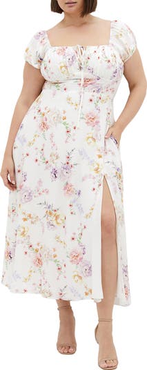 City Chic Abbigail Print Short Sleeve Midi Dress | Nordstrom
