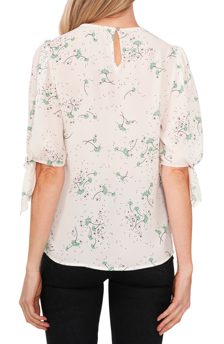 CeCe Floral Print Tie Sleeve Blouse | Nordstromrack