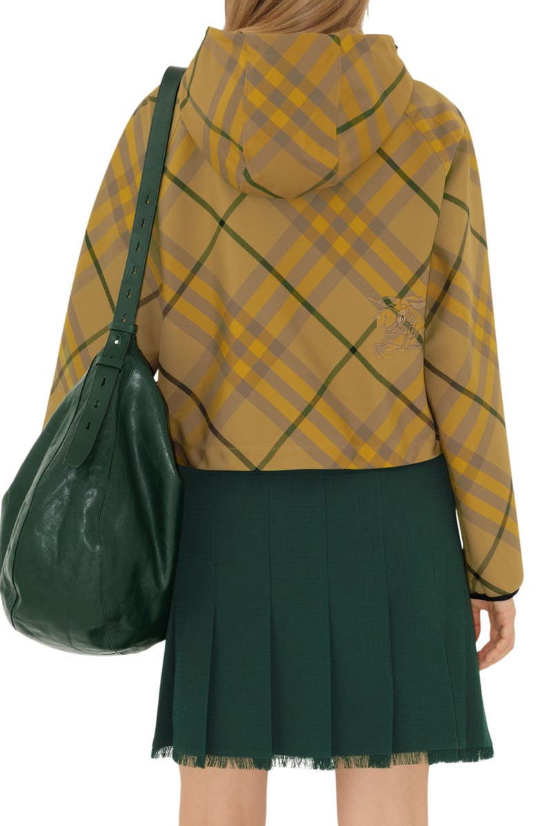 Burberry Relaxed Fit Check Hooded Crop Rain Jacket | Nordstrom