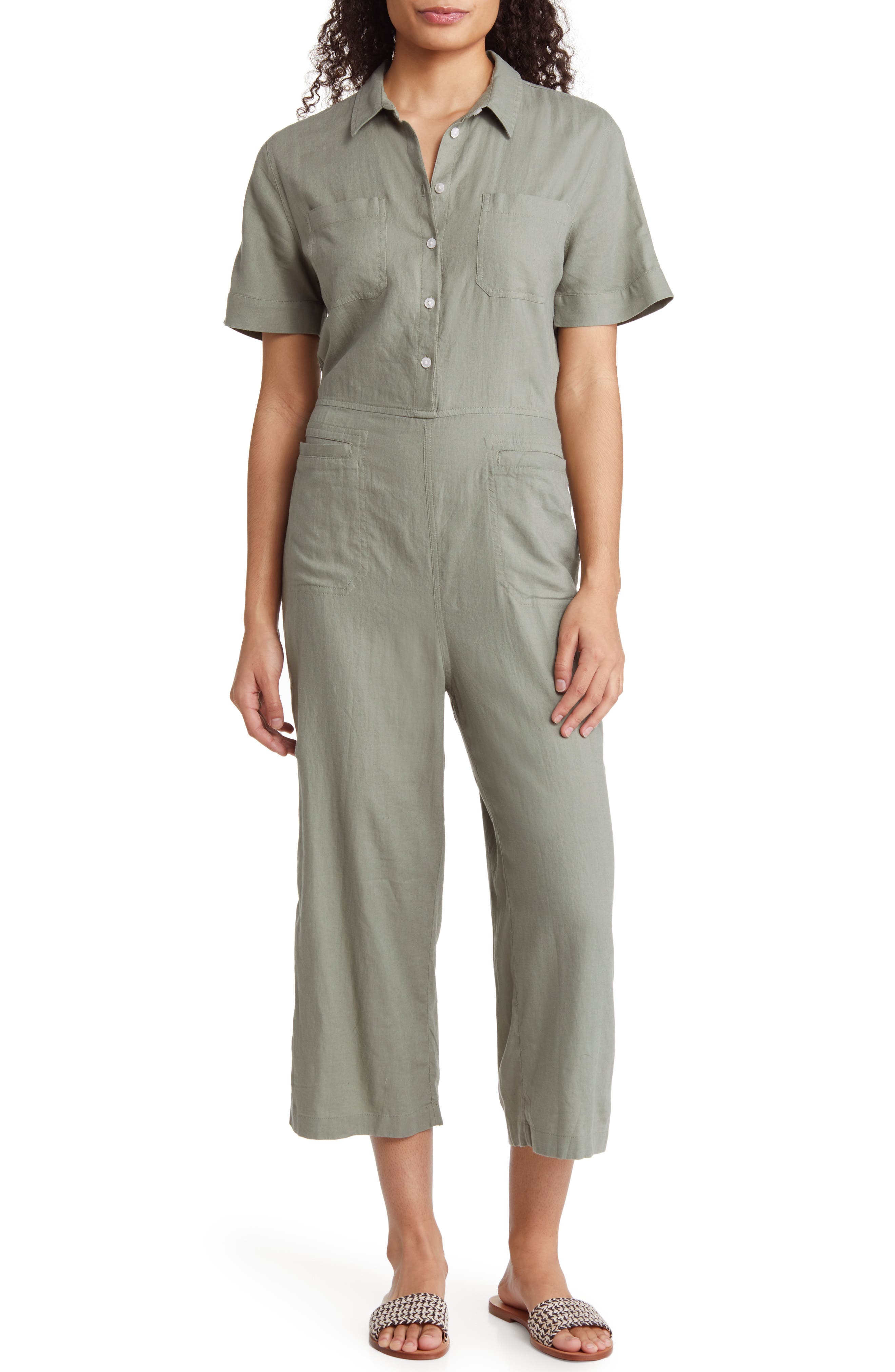 Caslon® Linen Blend Utility Jumpsuit | Nordstromrack