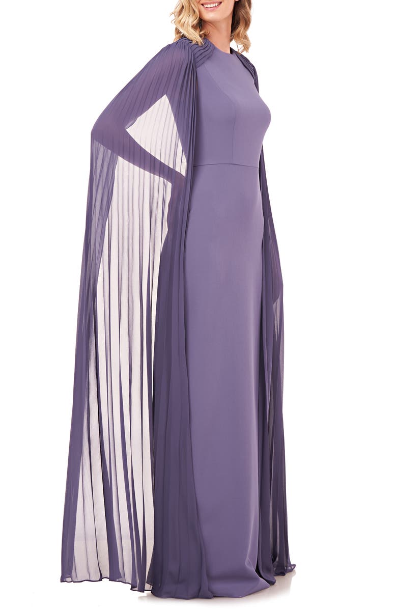 Kay Unger Pleated Cape Sleeve Column Gown | Nordstromrack