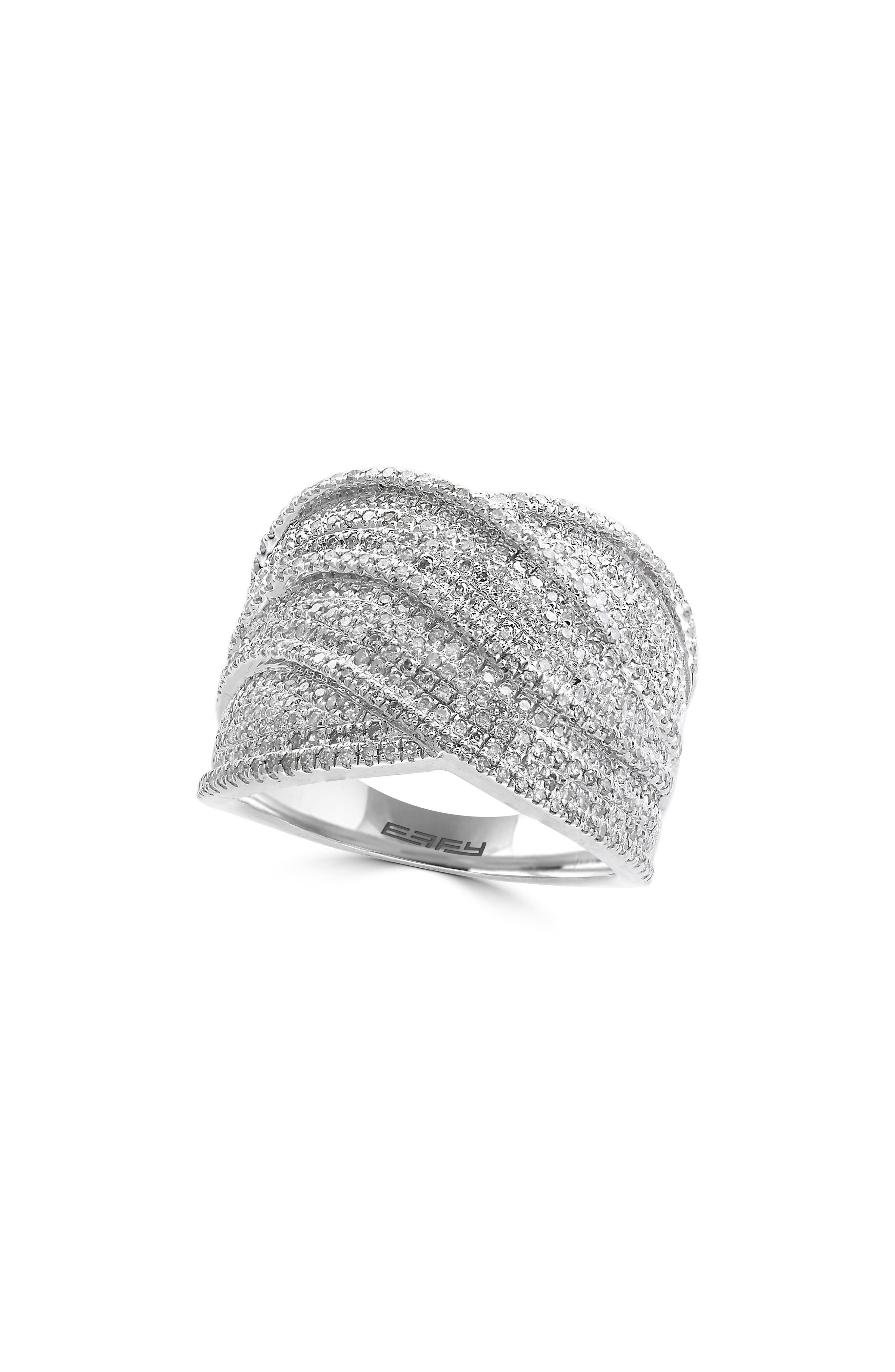 EFFY Sterling Silver Pave Diamond Ring - 0.97 ctw - Size 7 | Nordstromrack
