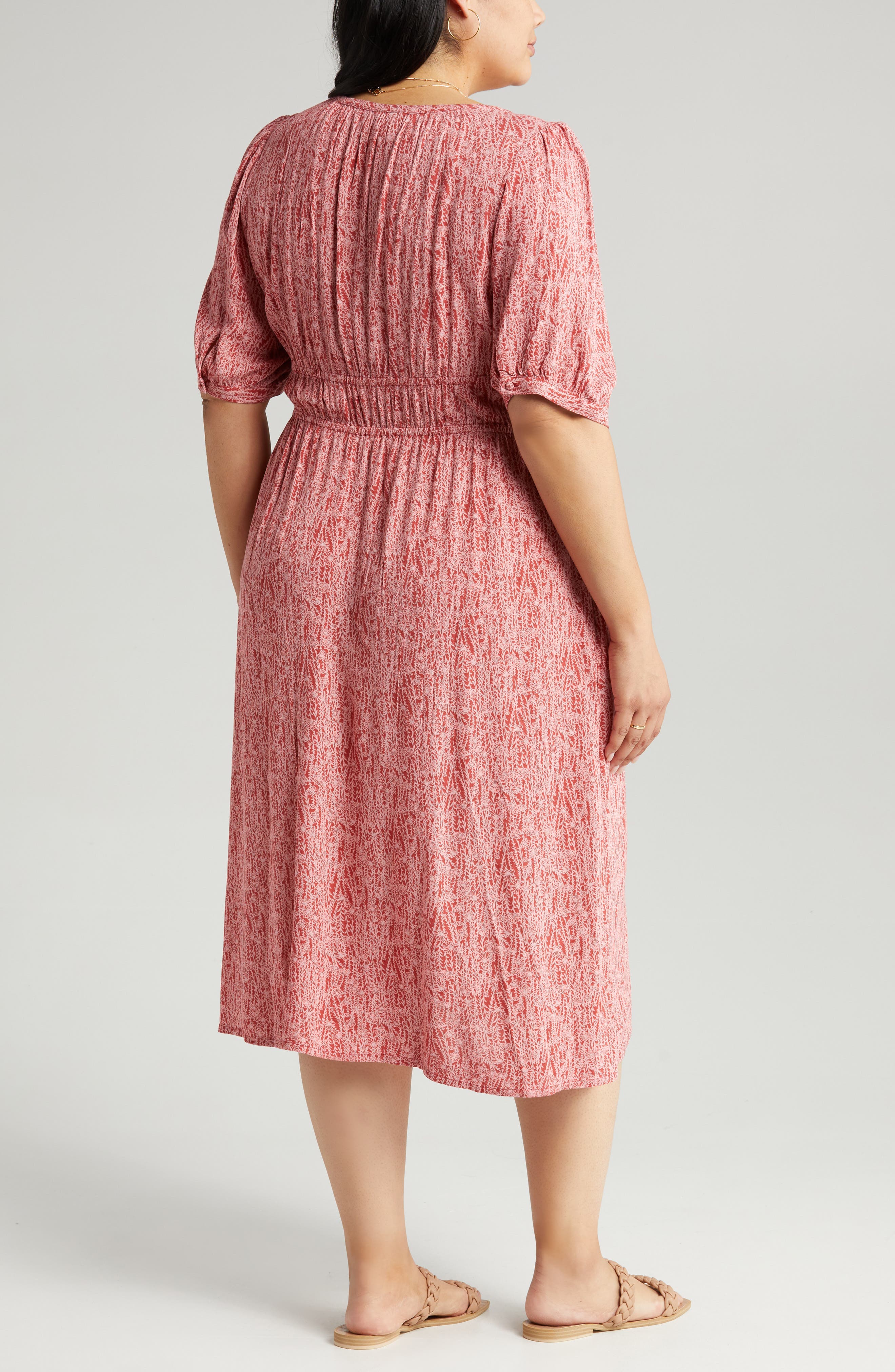 Caslon® Floral Scoop Neck Midi Dress | Nordstromrack