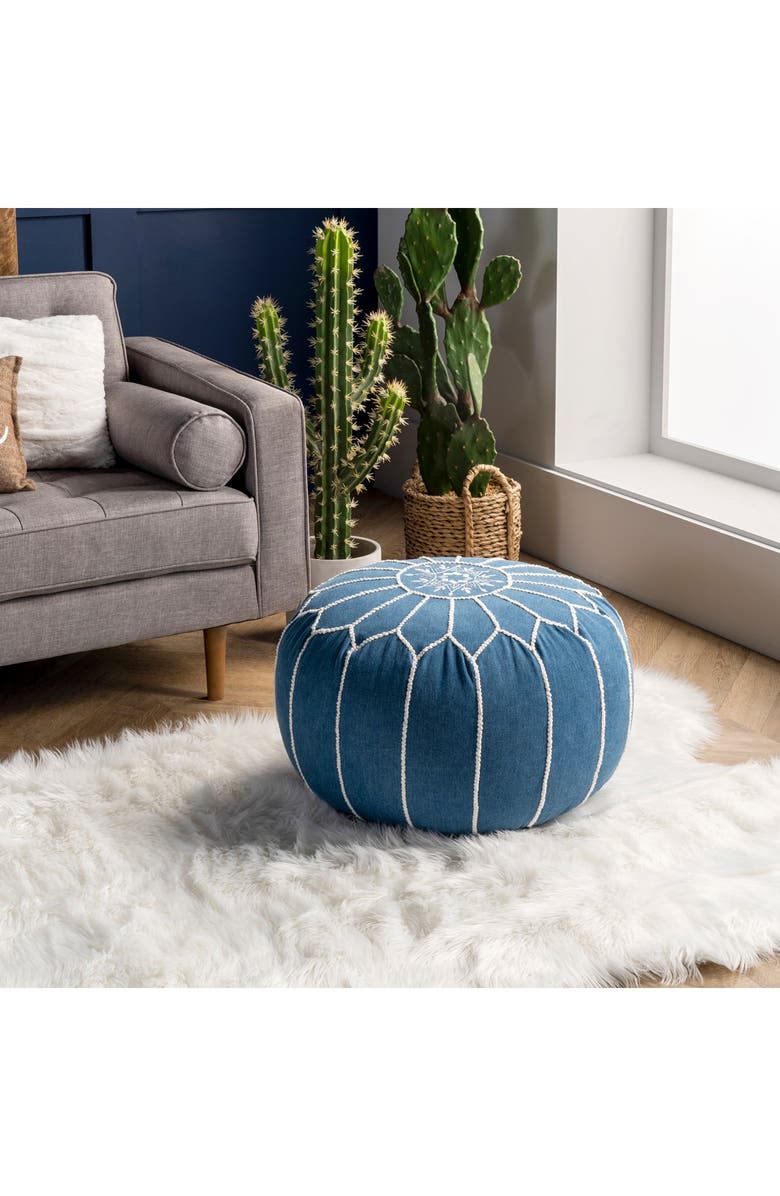 NULOOM Classic Moroccan Cotton Ottoman Pouf - Blue | Nordstromrack