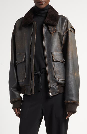 The Row Adonis Leather & Genuine Shearling Bomber Jacket | Nordstrom