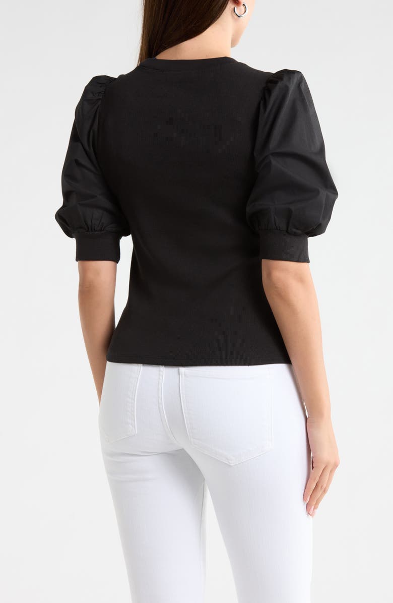 Veronica Beard Coralee Puff Shoulder Rib & Stretch Poplin Top ...