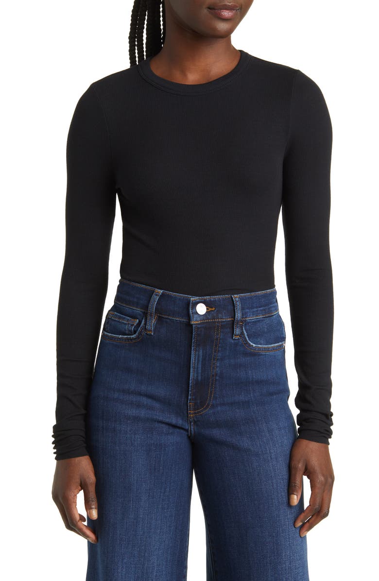 FRAME Stretch Modal Rib Crewneck Top | Nordstromrack