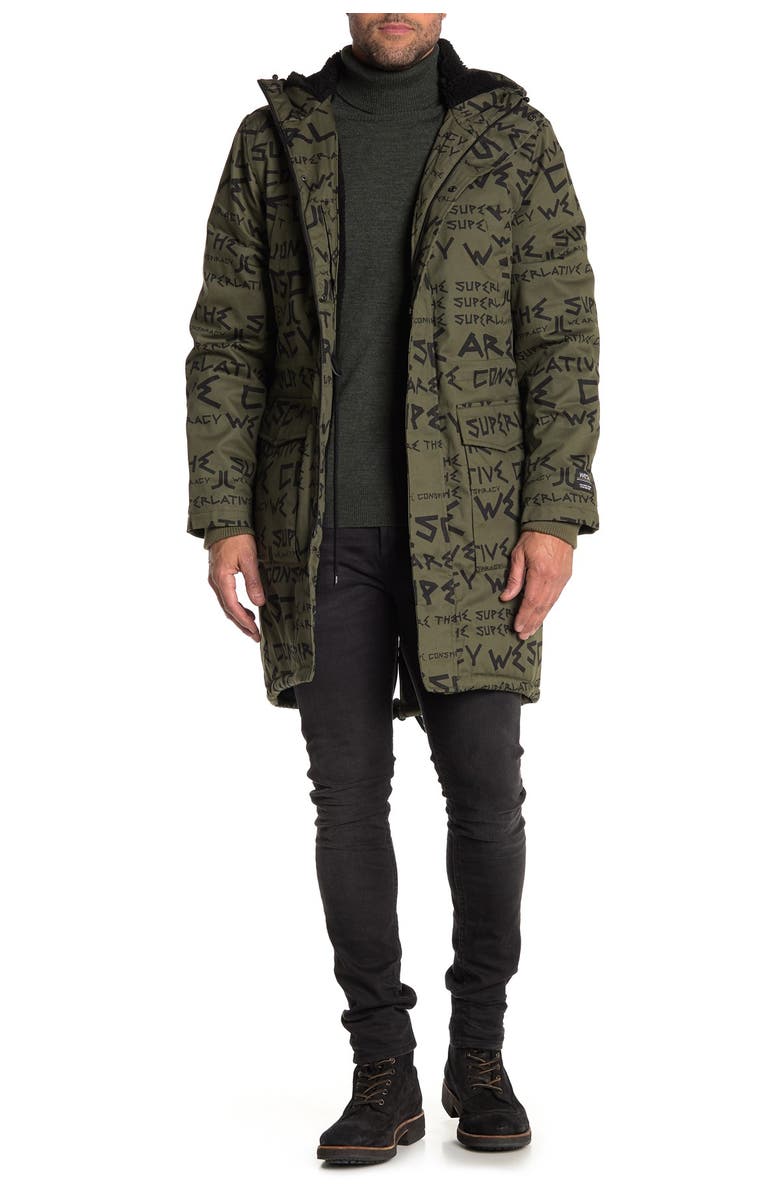 WeSC Print Fleece Lined Fishtail Parka | Nordstromrack