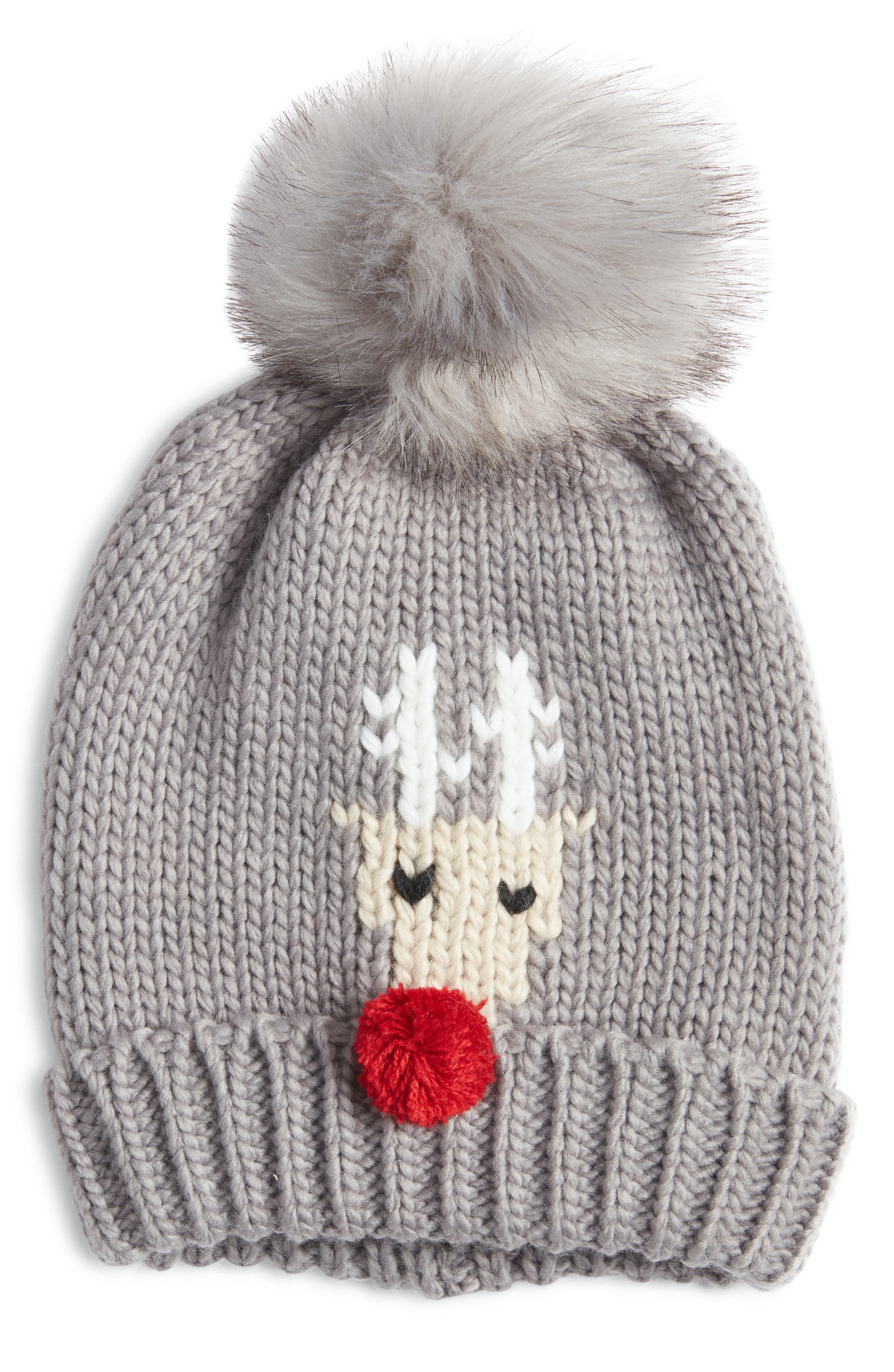 BP. Holiday Reindeer Beanie with Faux Fur Pom | Nordstromrack