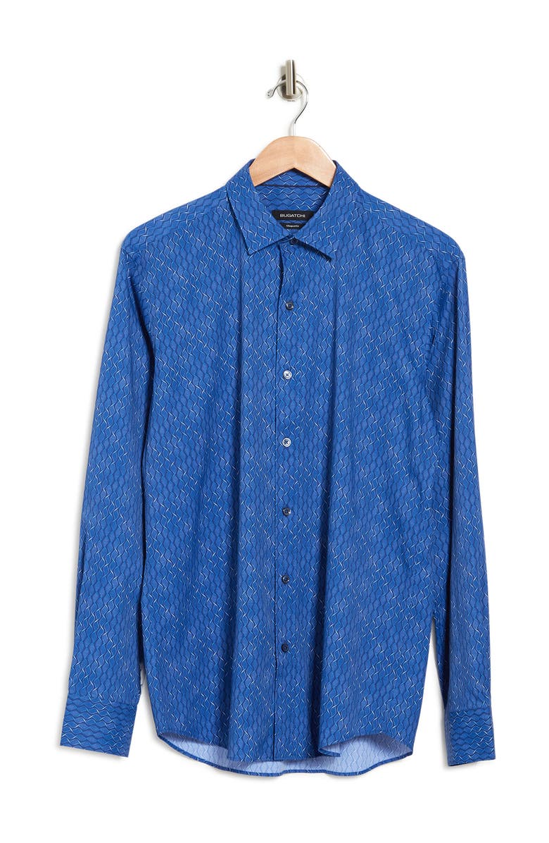 Bugatchi Perform Wave Print Shaped Fit Dress Shirt | Nordstromrack