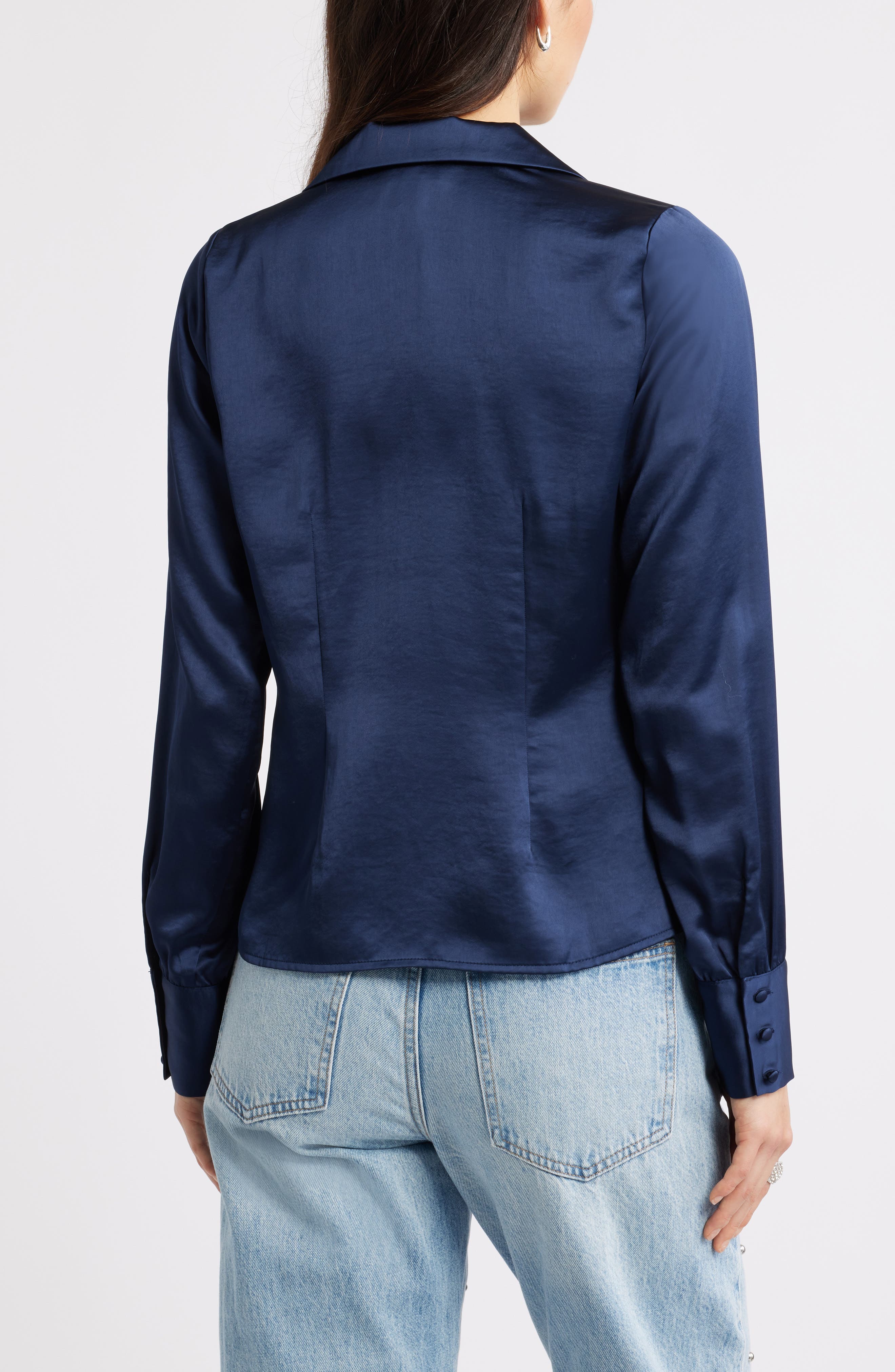 Open Edit Satin Button-Up Shirt | Nordstromrack
