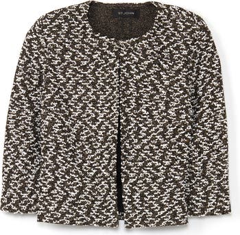 St. John Collection Metallic Slub Knit 3/4 Sleeve Jacket | Nordstromrack