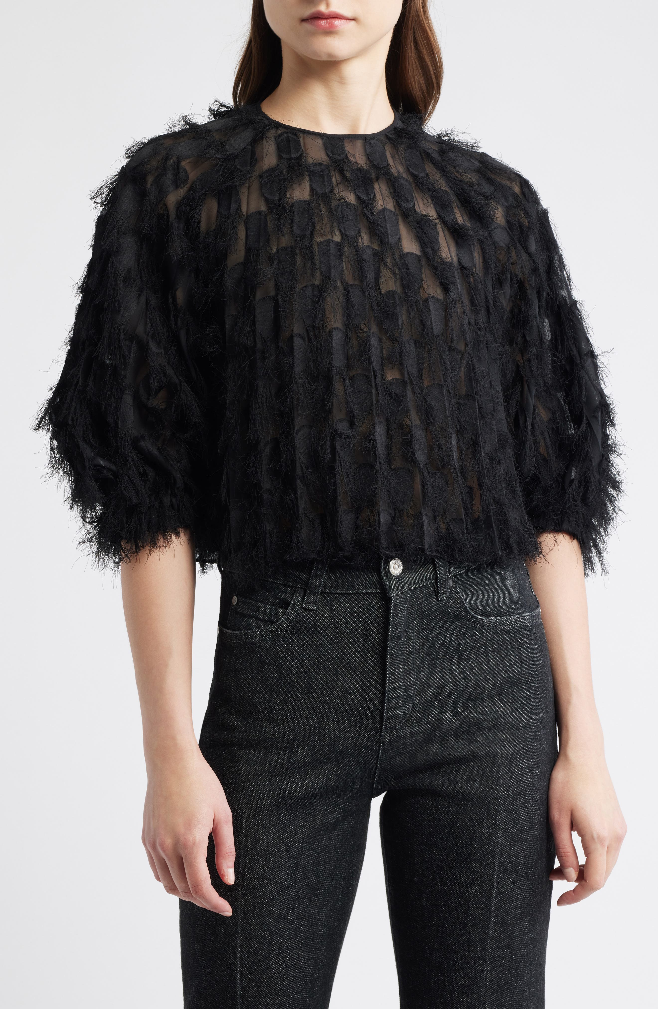 BOSS Baima Fray Texture Top | Nordstrom