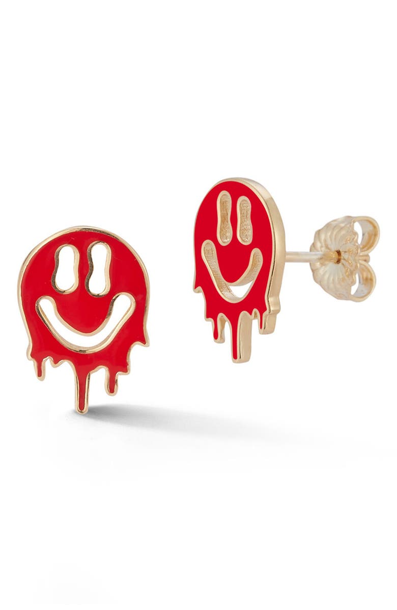 SPHERA MILANO 14K Gold Vermeil Drip Happy Face Stud Earrings ...
