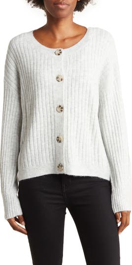 1.STATE Ribbed Button Front Cardigan | Nordstromrack