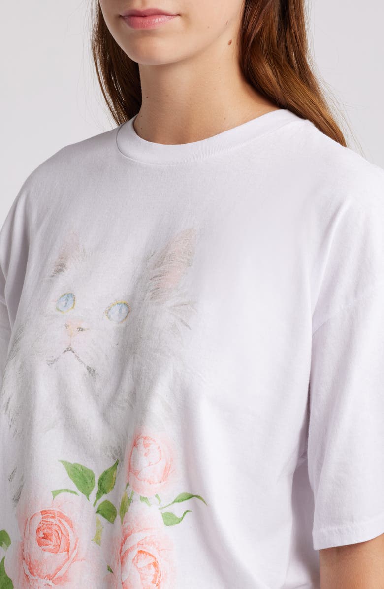 GOLDEN HOUR White Cat Roses Cotton Graphic T-Shirt | Nordstromrack