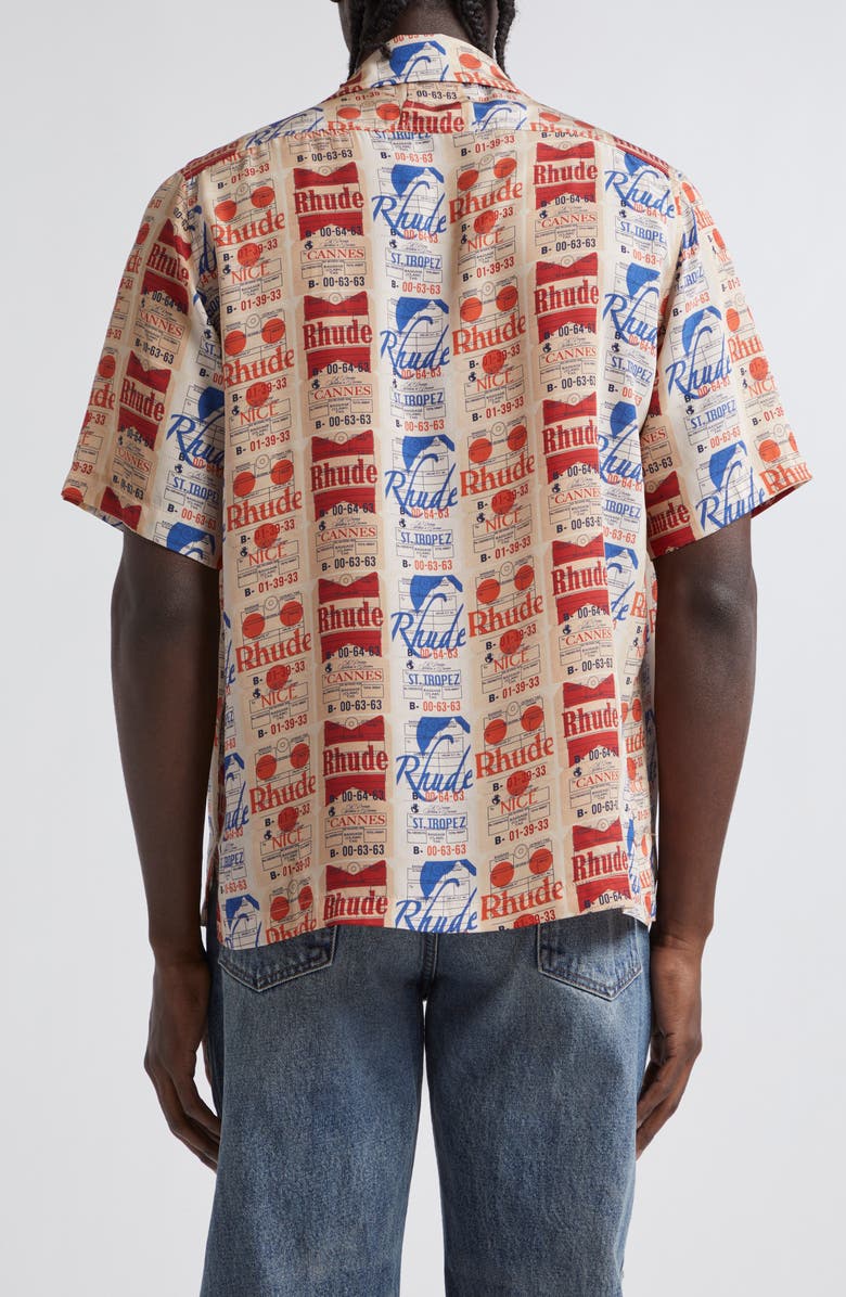 Rhude Voyage de Rhude Short Sleeve Silk Button-Up Camp Shirt ...