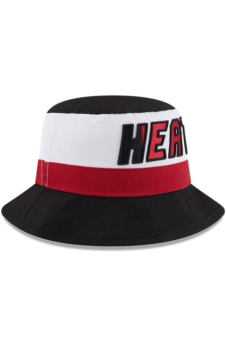 New Era Men's New Era White/Black Miami Heat Back Half Bucket Hat ...