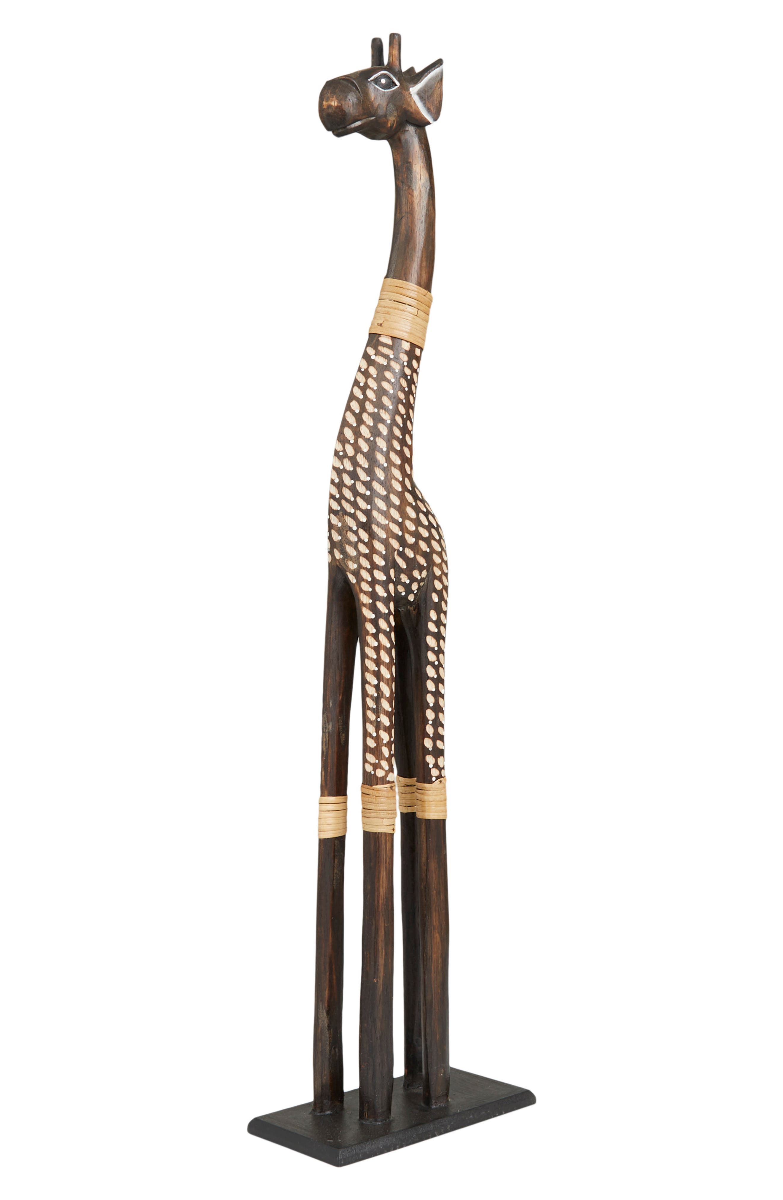 GINGER BIRCH STUDIO Dark Brown Wood Bohemian Giraffe Sculpture ...
