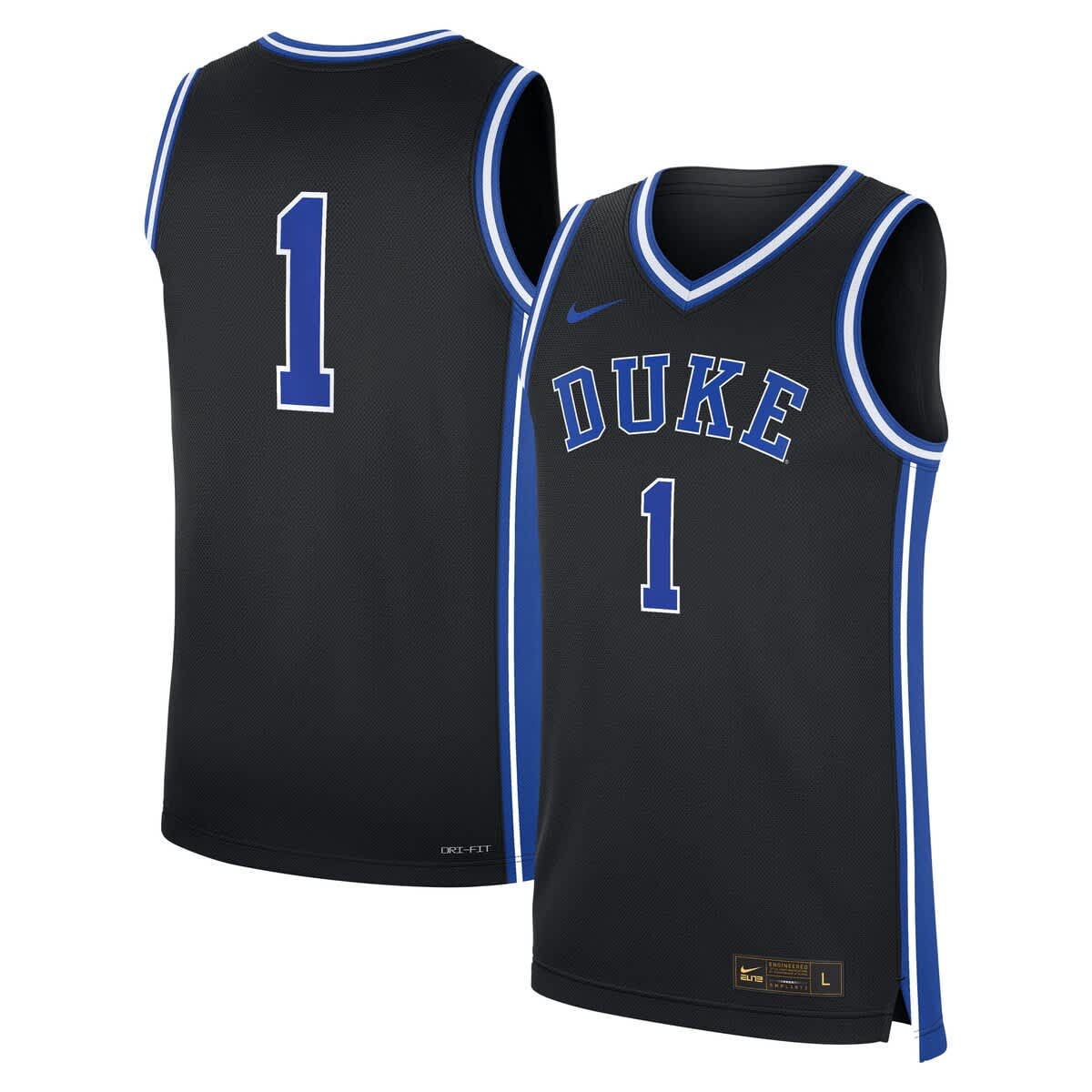 Nike Men's Nike #1 Black Duke Blue Devils Alternate Replica Jersey ...