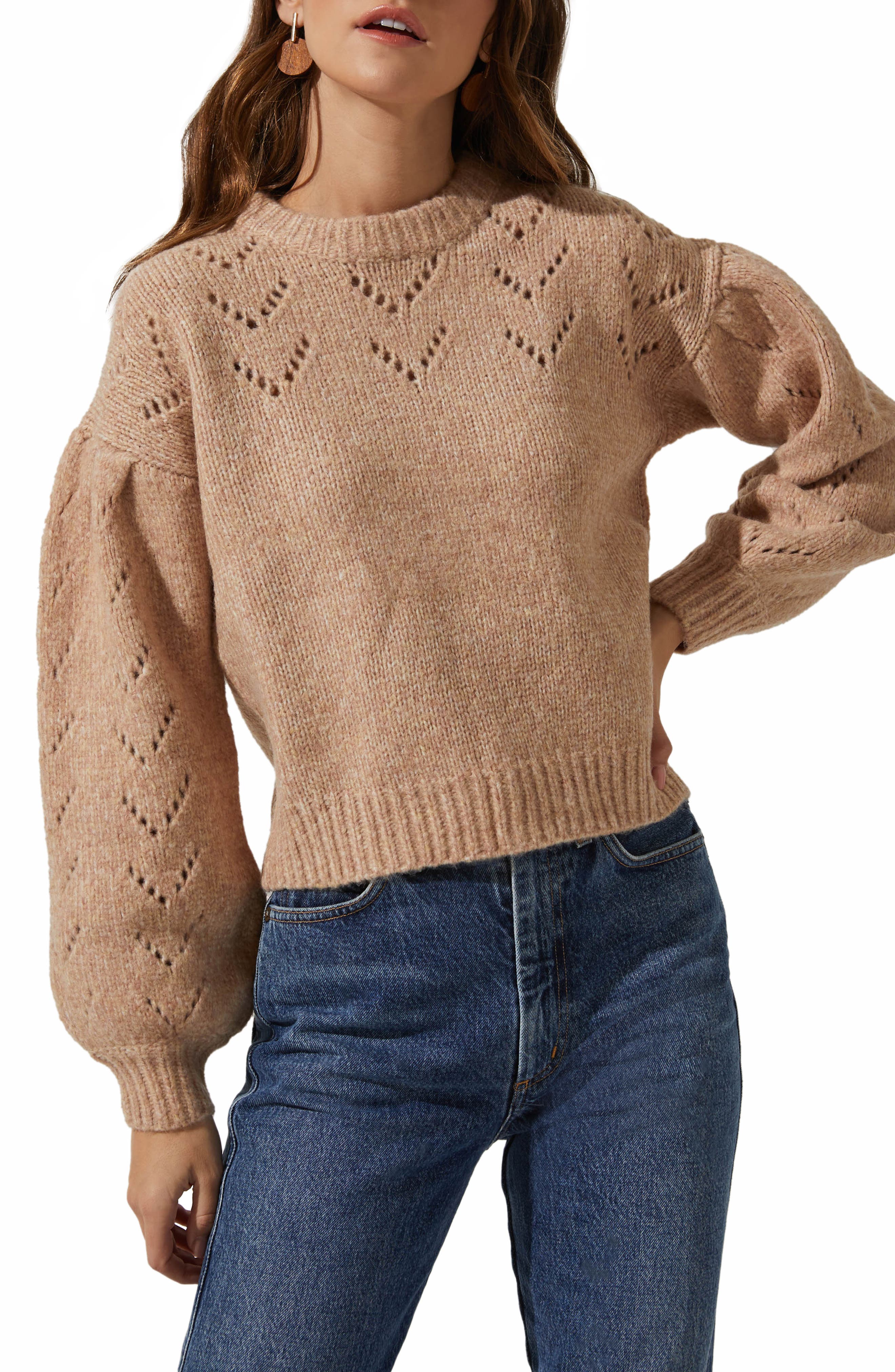 ASTR the Label Pointelle Puff Sleeve Sweater | Nordstromrack