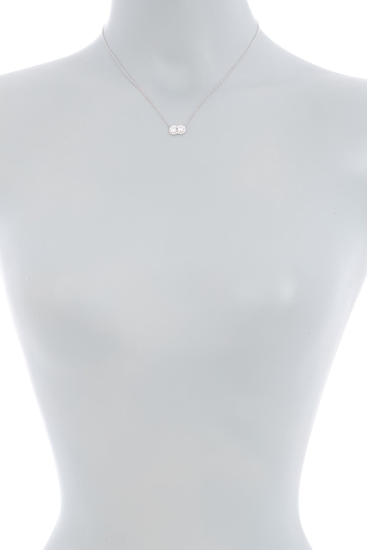 Lafonn Platinum Plated Sterling Silver 2 Stone Halo Necklace ...