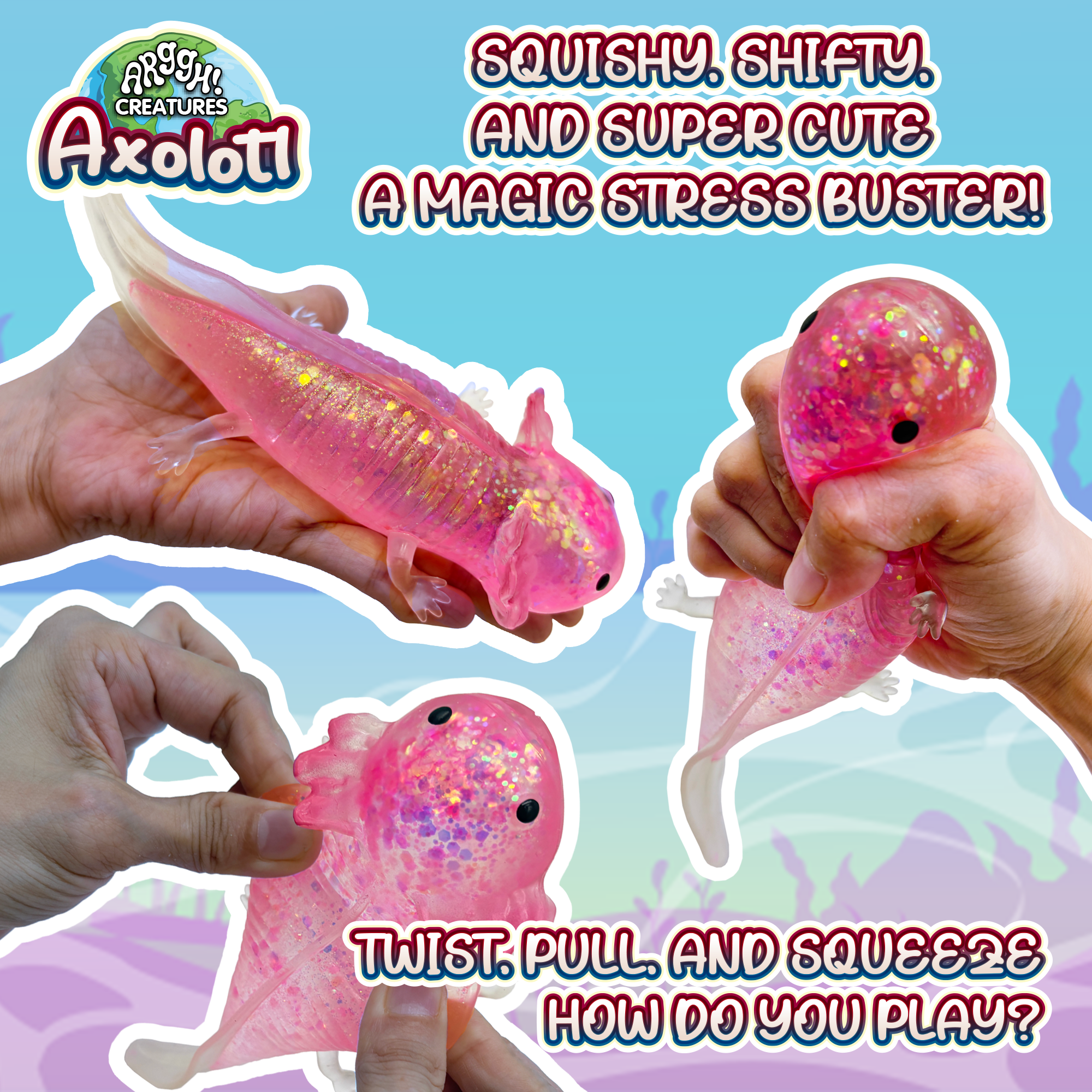 Power Your Fun Axolotl Stress Toy - Glitter Pink | Nordstrom