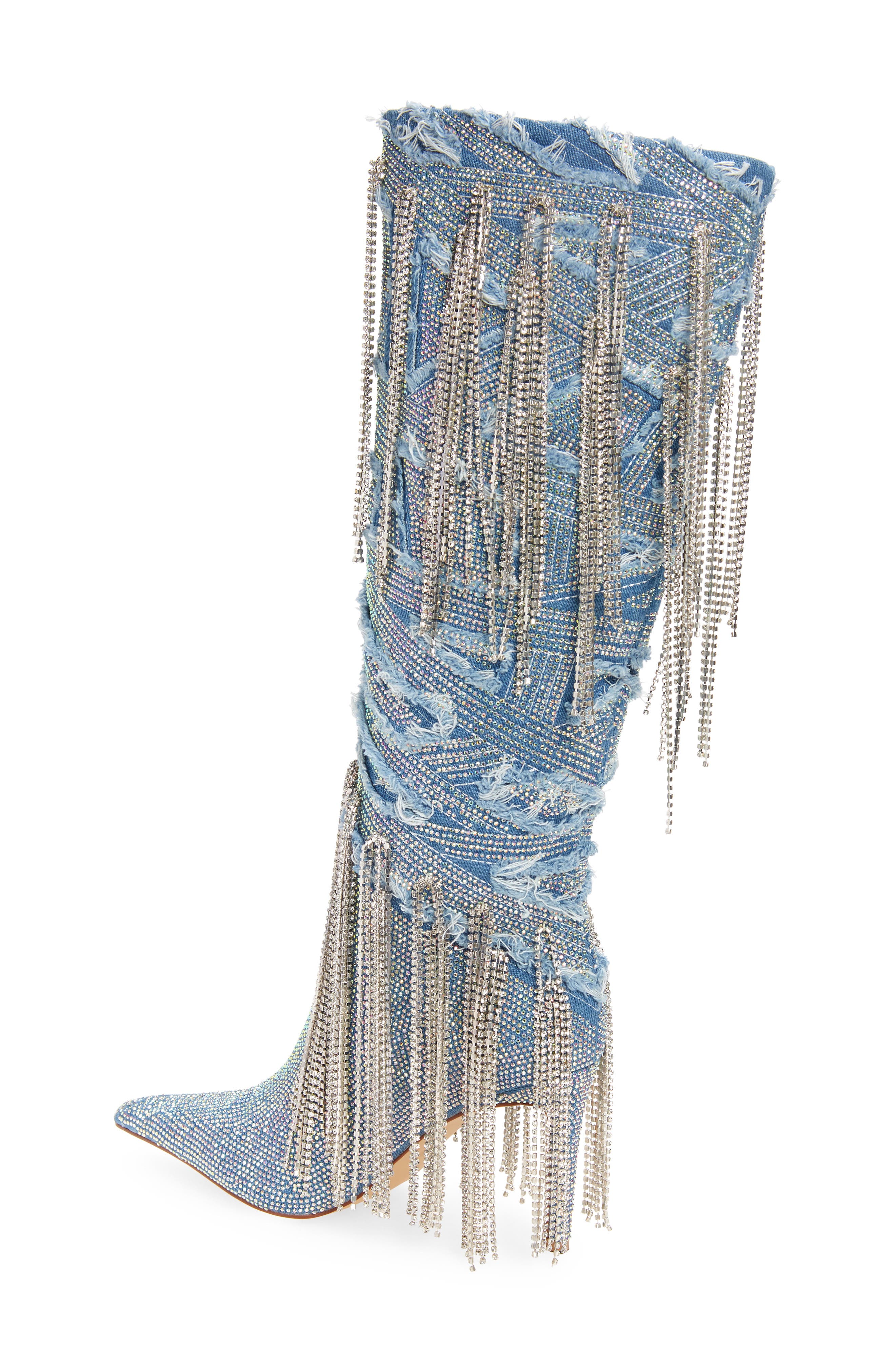 AZALEA WANG Mischief 3 Fringe Pointed Toe Knee High Boot (Women ...