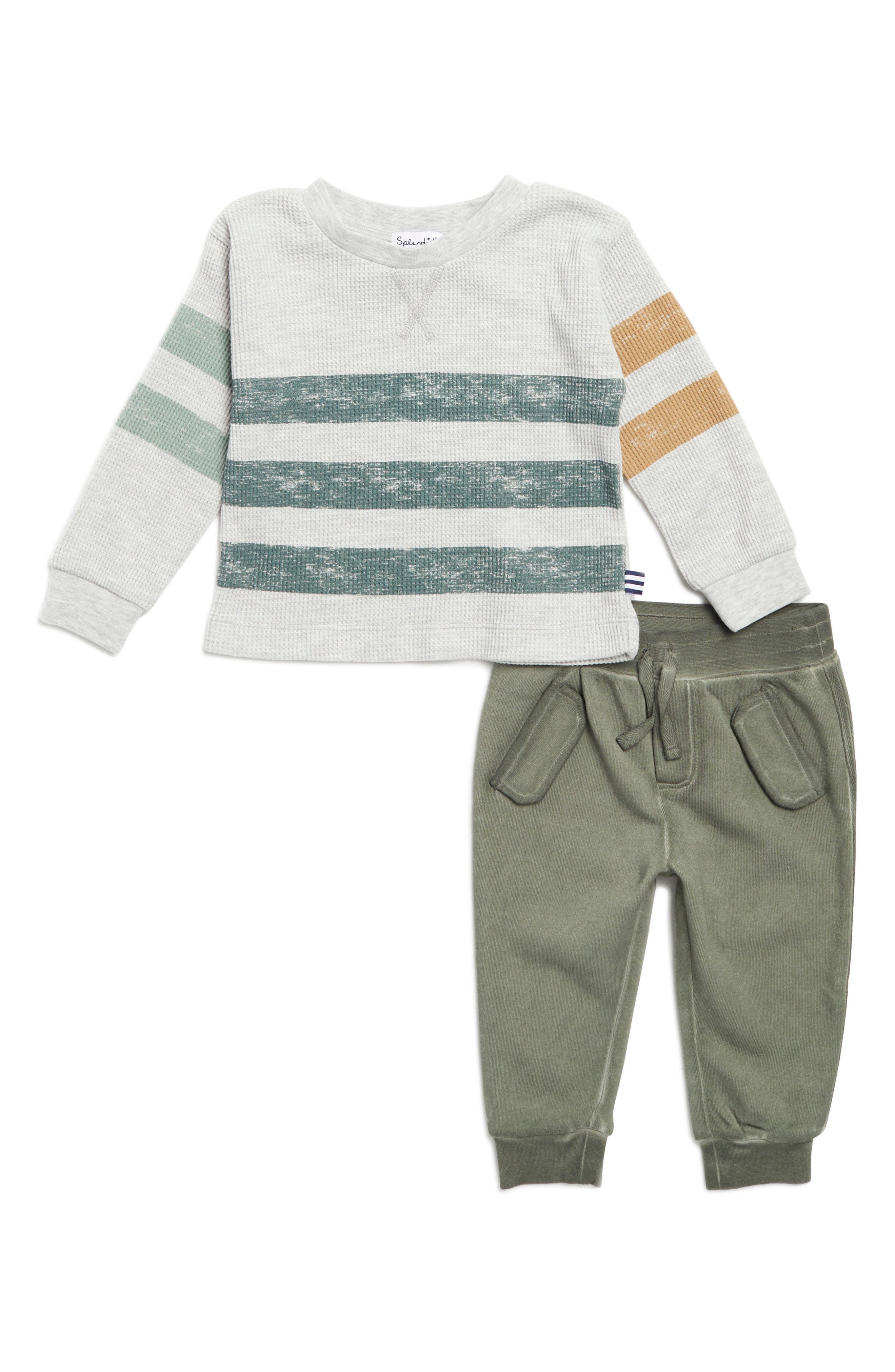 Splendid Colorblock Thermal Long Sleeve Top & Pants Set | Nordstromrack