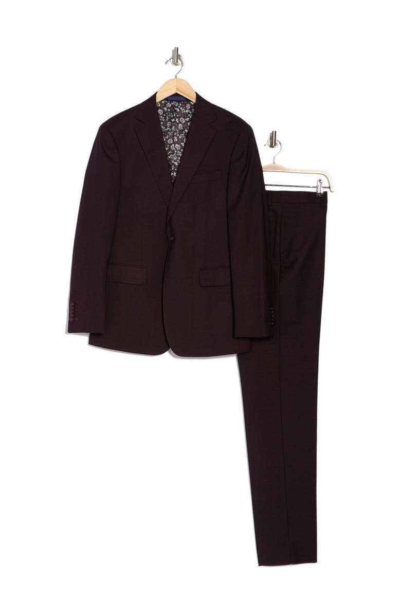 English Laundry Burgundy Solid Two Button Notch Lapel Slim Fit 2-Piece ...