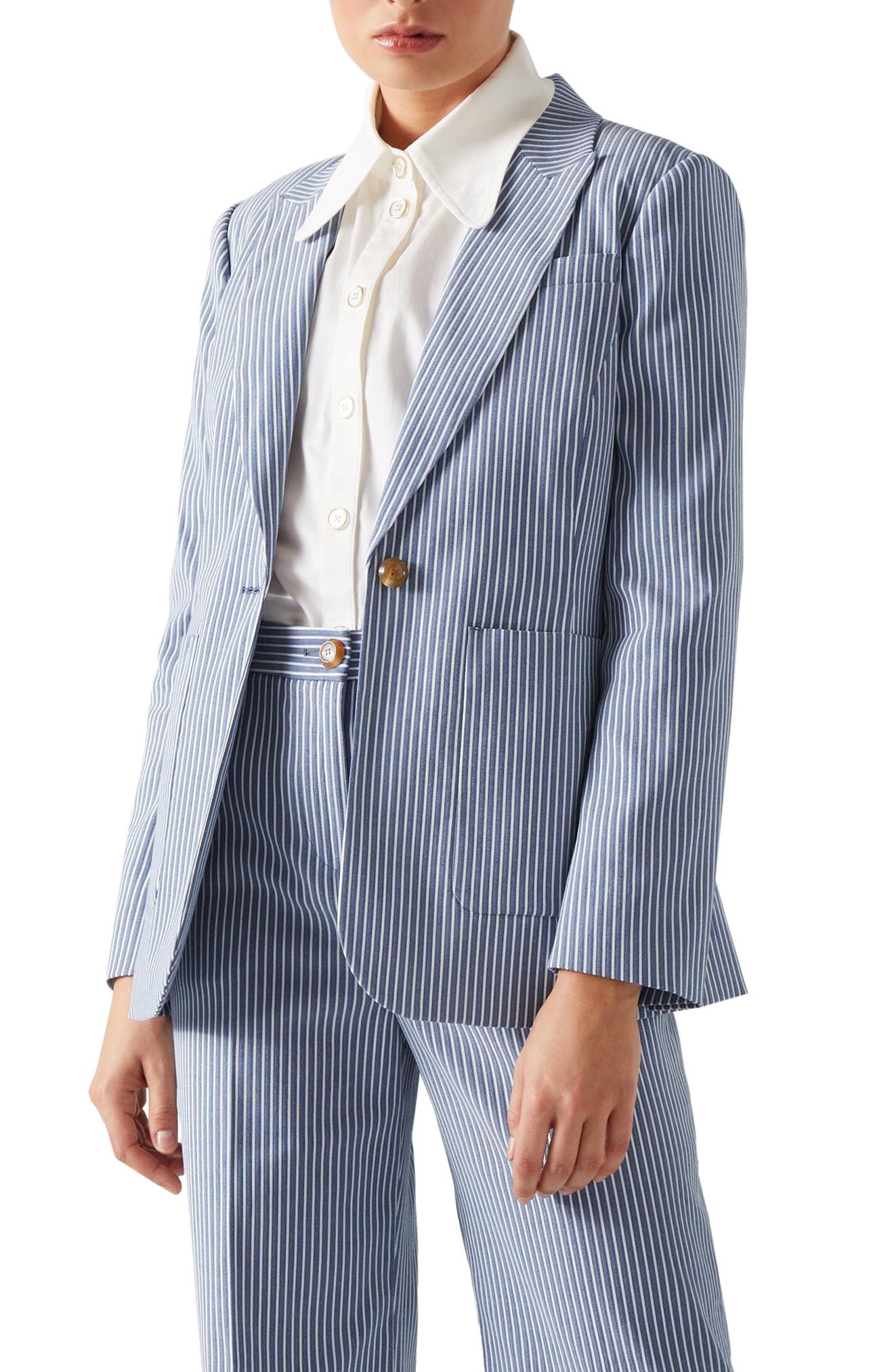 LK Bennett Gene Stripe Cotton Blend Blazer | Nordstromrack
