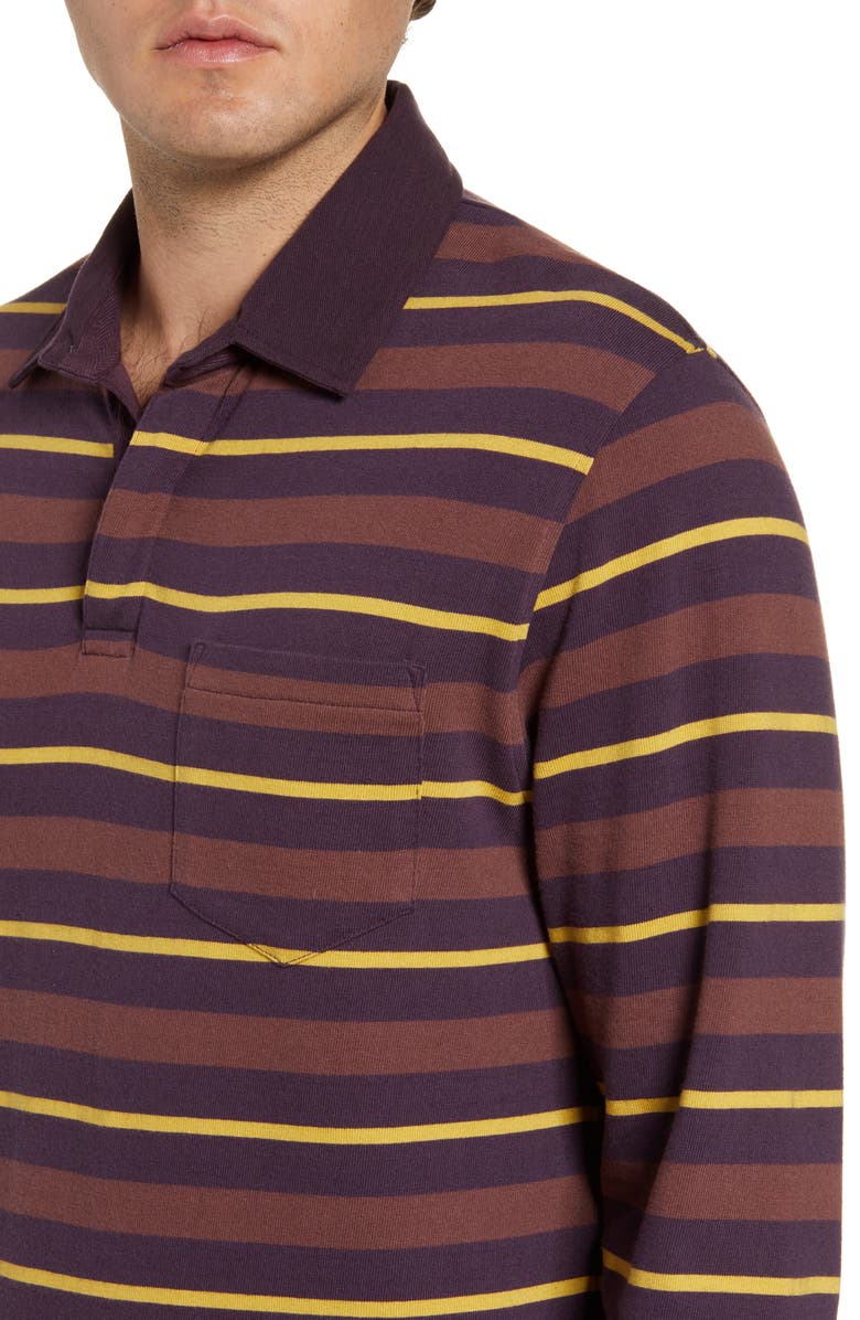 French Connection Rugby Stripe Long Sleeve Pocket Polo | Nordstrom