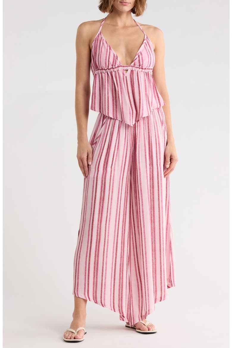Stripe Halter Neck Crop Top & Pants Set (Women) | Nordstromrack