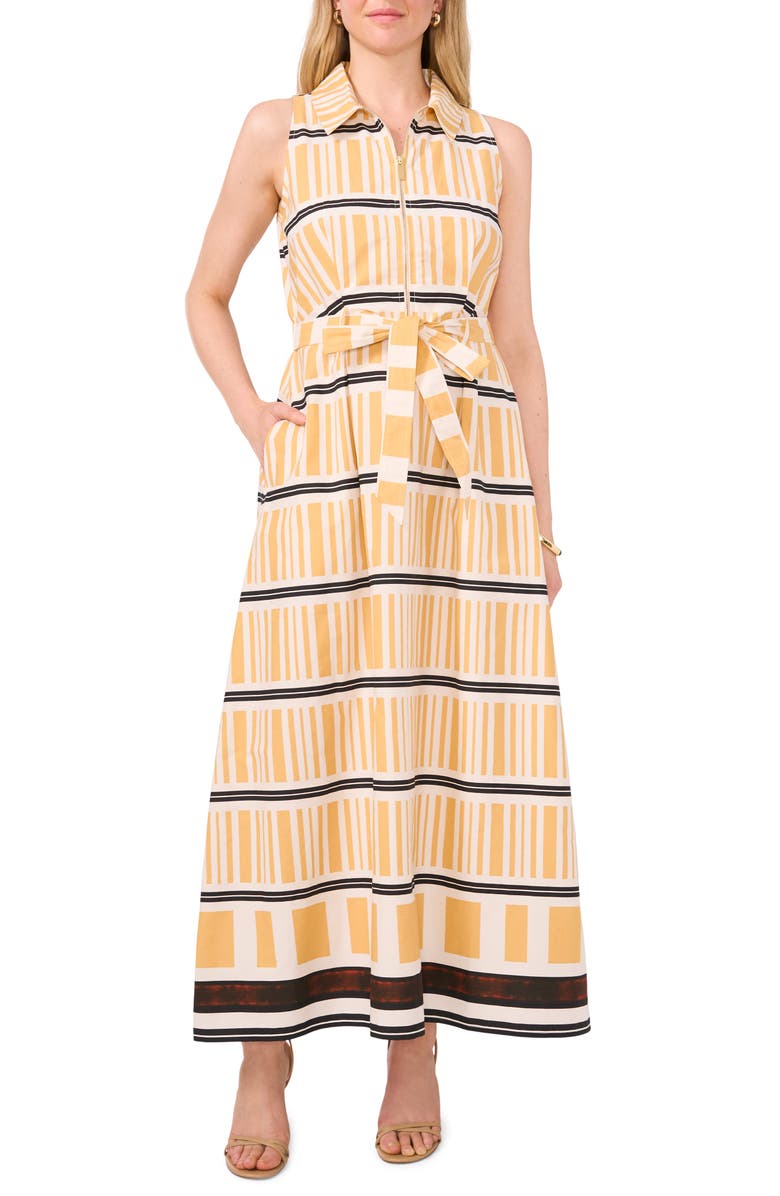 Halogen® Zip Front Sleeveless Cotton Maxi Sundress | Nordstromrack