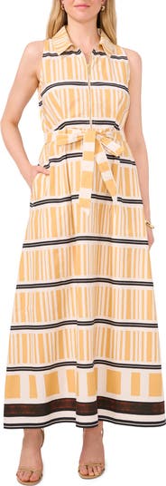 Halogen® Zip Front Sleeveless Cotton Maxi Sundress | Nordstromrack